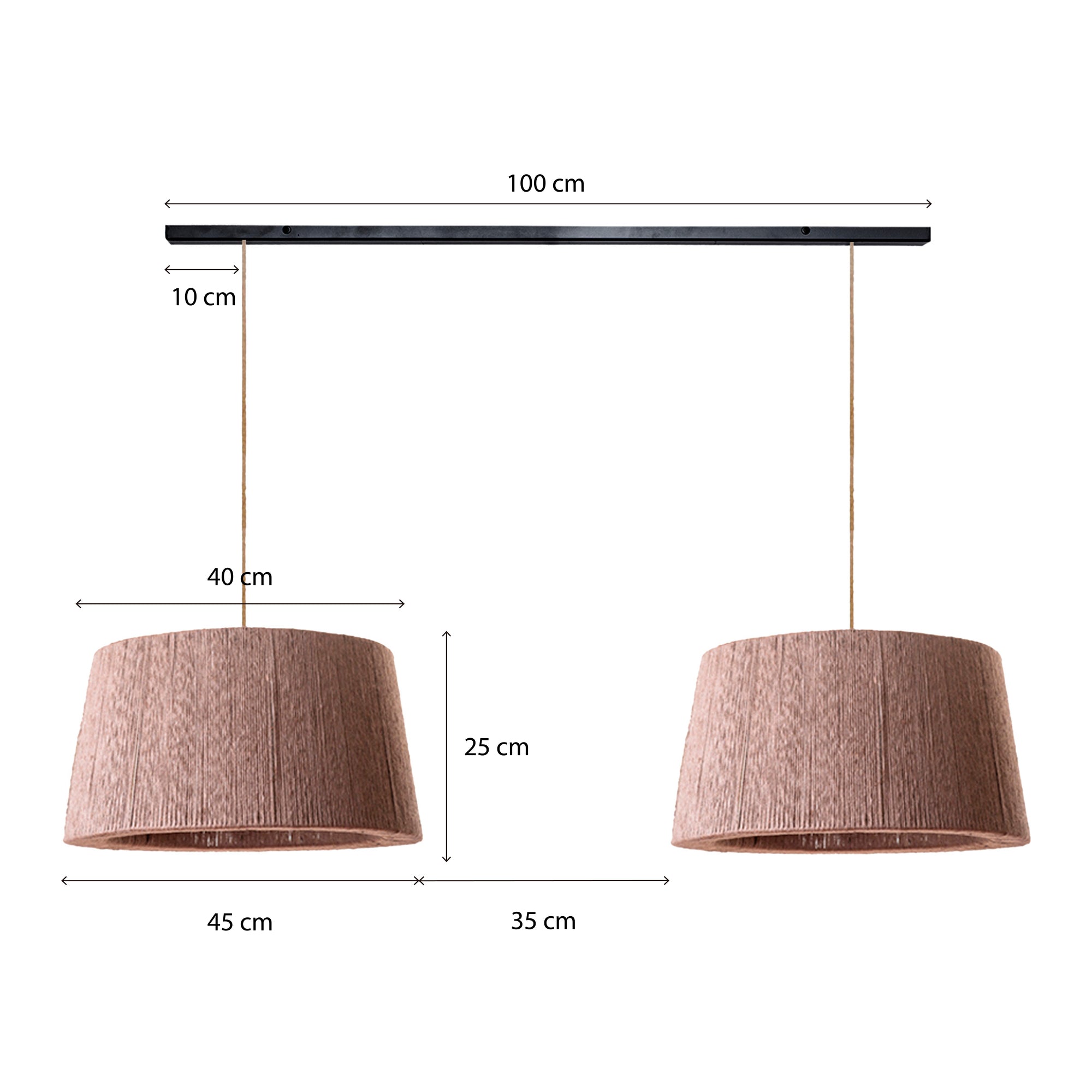 Lampra Colgante En Barra Semiconicas Sisal – Casaluze